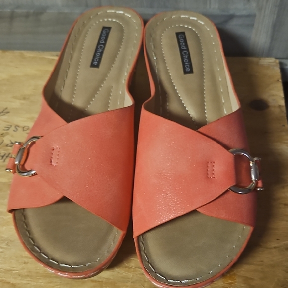 Good Chic | Shoes | Good Chic Orange Mules With Modern Minimalist ...